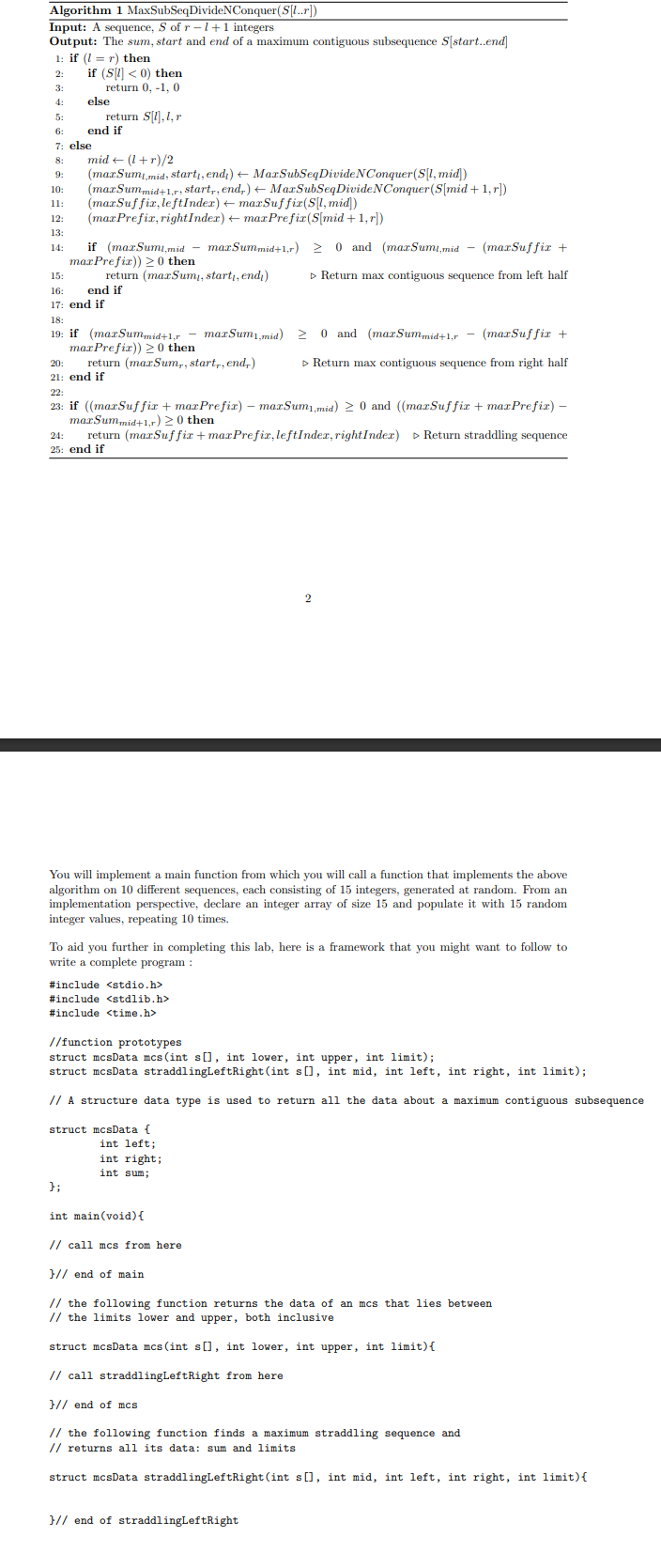 Solved 2 You will implement a main function from which you | Chegg.com