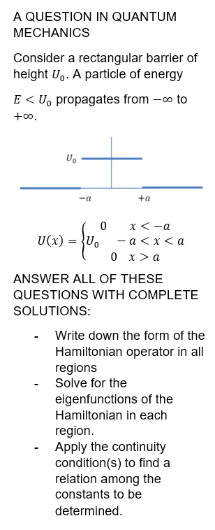 Solved A QUESTION IN QUANTUM MECHANICS Consider a | Chegg.com
