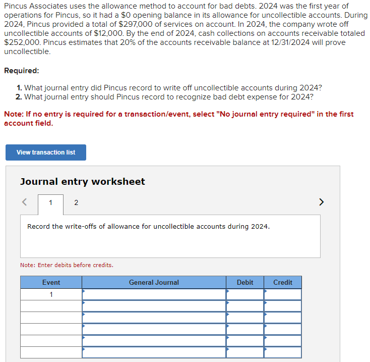 Solved Pincus Associates uses the allowance method to | Chegg.com