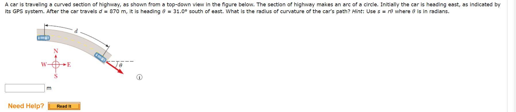 Solved A car is traveling a curved section of highway, as | Chegg.com