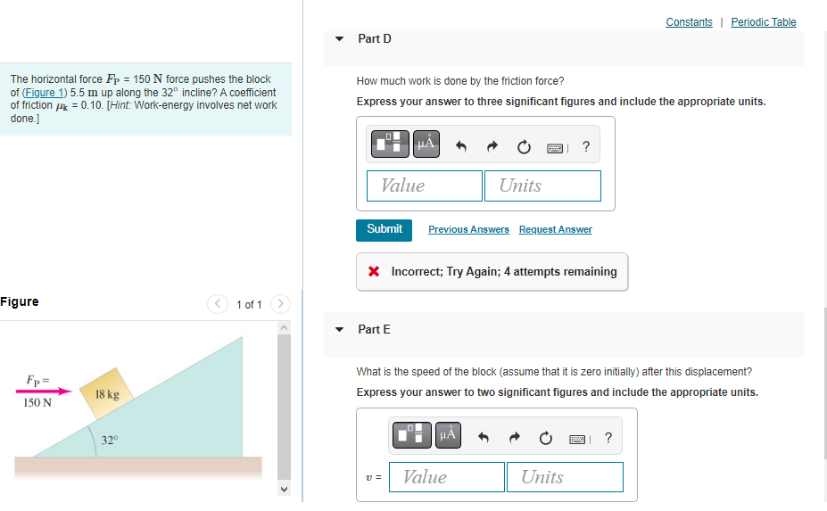 Solved The horizontal force FP=150 N force pushes the block | Chegg.com