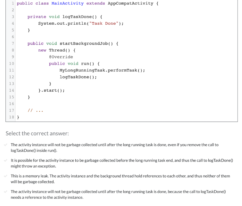 Solved 1 public class MainActivity extends AppCompatActivity | Chegg.com
