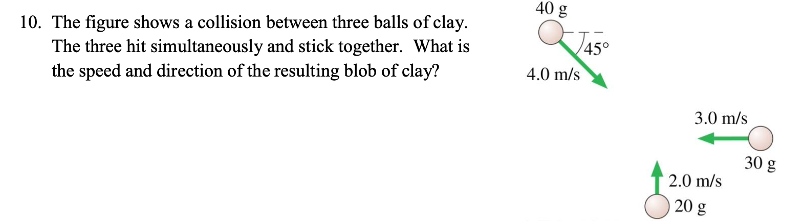 Solved 40 g a 10. The figure shows a collision between three | Chegg.com