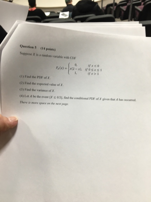 Solved Question 5 (14 points) Suppose X is a random variable | Chegg.com