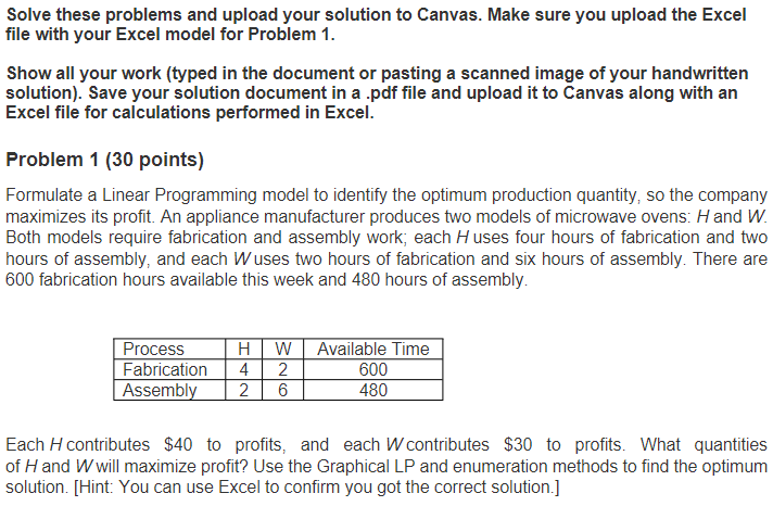 Solved Problem 1 (30 ﻿points)Formulate a Linear Programming | Chegg.com