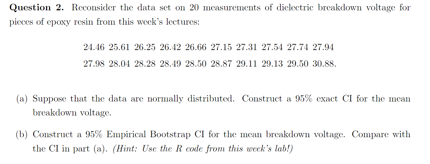Solved Question 2. Reconsider the data set on 20 | Chegg.com Solved Question 2. Reconsider the data set on 20 | Chegg.com