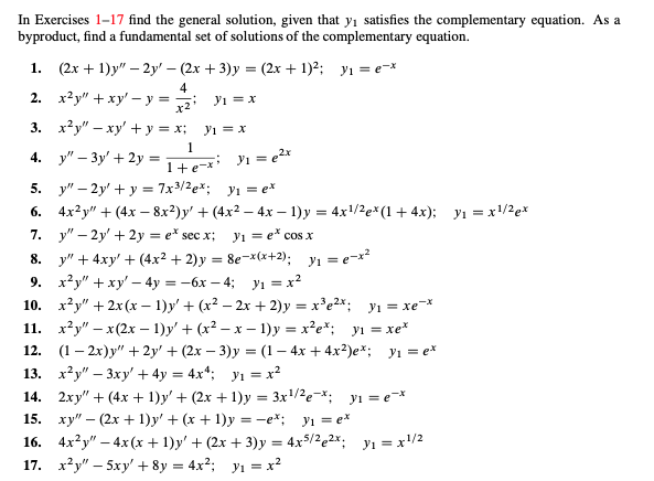 Solved find the general solution, given that y1 ﻿satisfies | Chegg.com