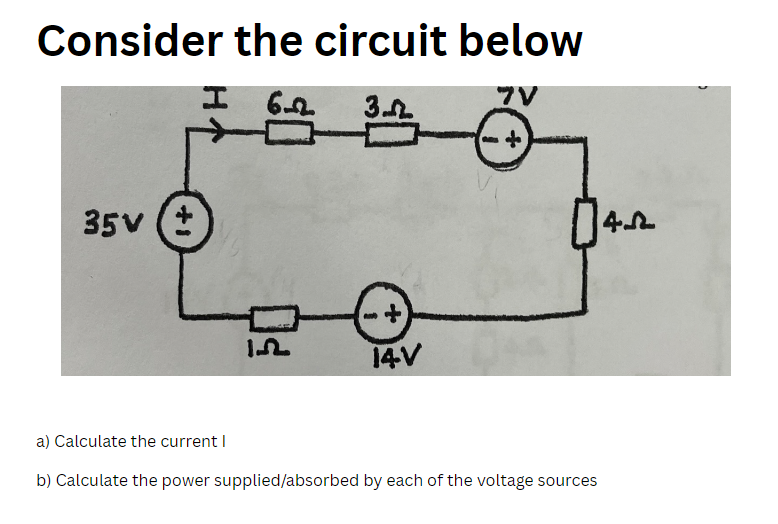 Solved a) ﻿Calculate the current Ib) ﻿Calculate the power | Chegg.com