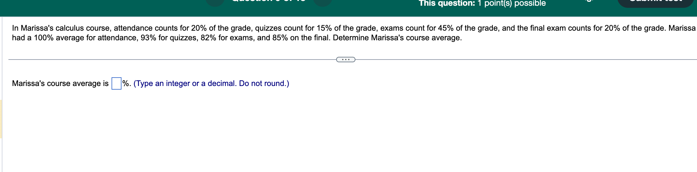 Solved In Marissa's calculus course, attendance counts for | Chegg.com