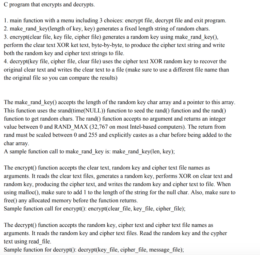 C program that encrypts and decrypts. 1. main | Chegg.com