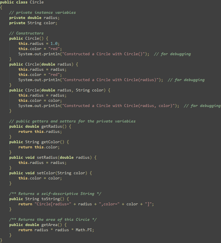 Solved // private instance variable private double height; | Chegg.com