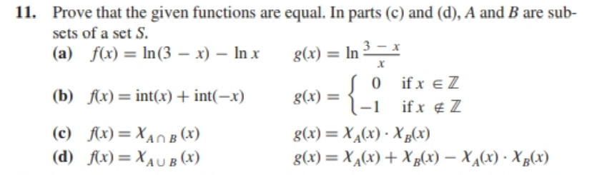Solved = In> >* 11. Prove that the given functions are | Chegg.com