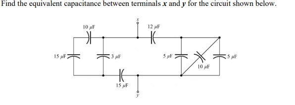 Solved Find the equivalent capacitance between terminals | Chegg.com