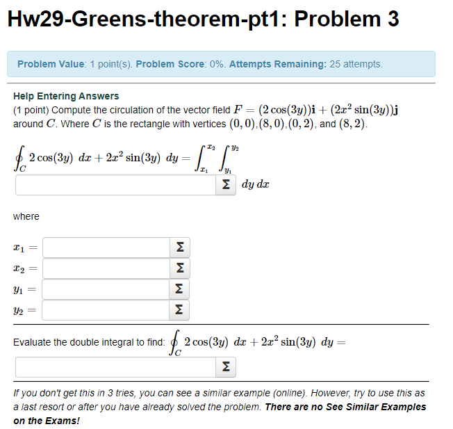 Solved Hw29-Greens-theorem-pt1: Problem 3 Problem Value: 1 | Chegg.com