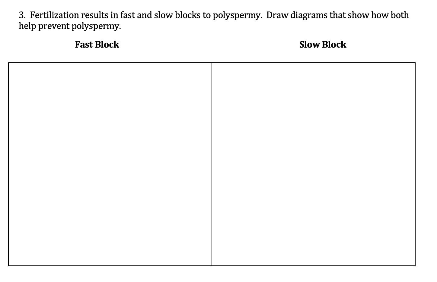Solved 3. Fertilization results in fast and slow blocks to | Chegg.com