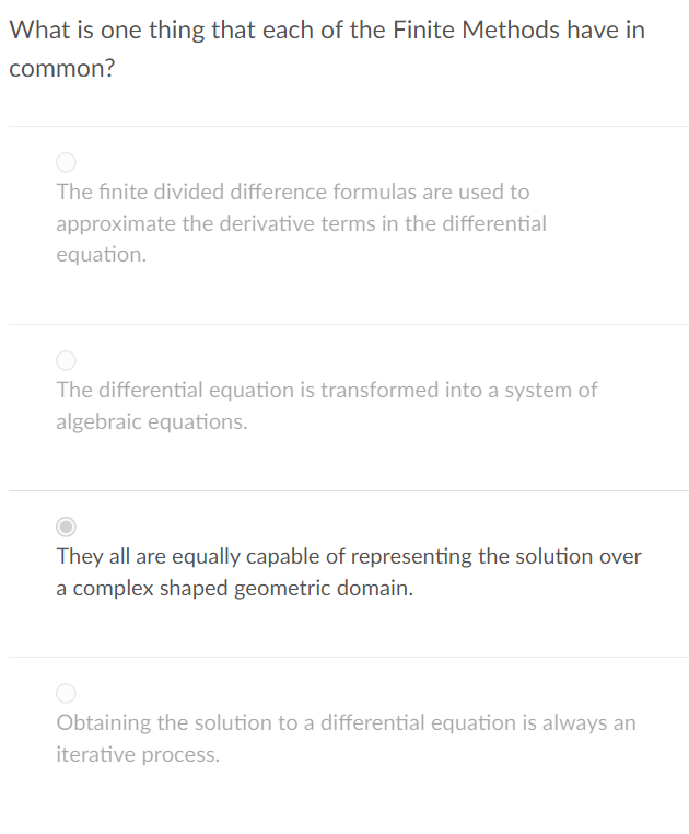 Solved What is one thing that each of the Finite Methods | Chegg.com