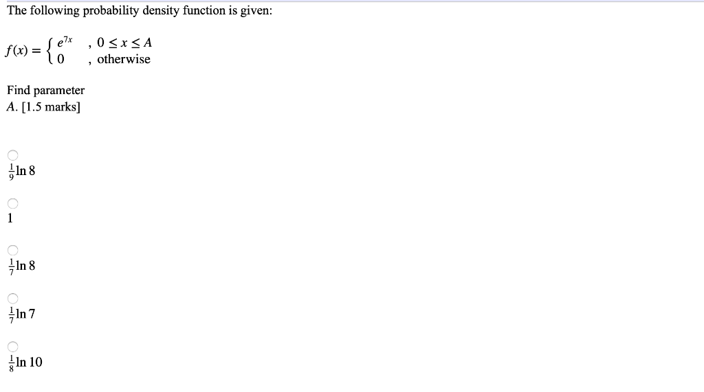 Solved The following probability density function is given: | Chegg.com