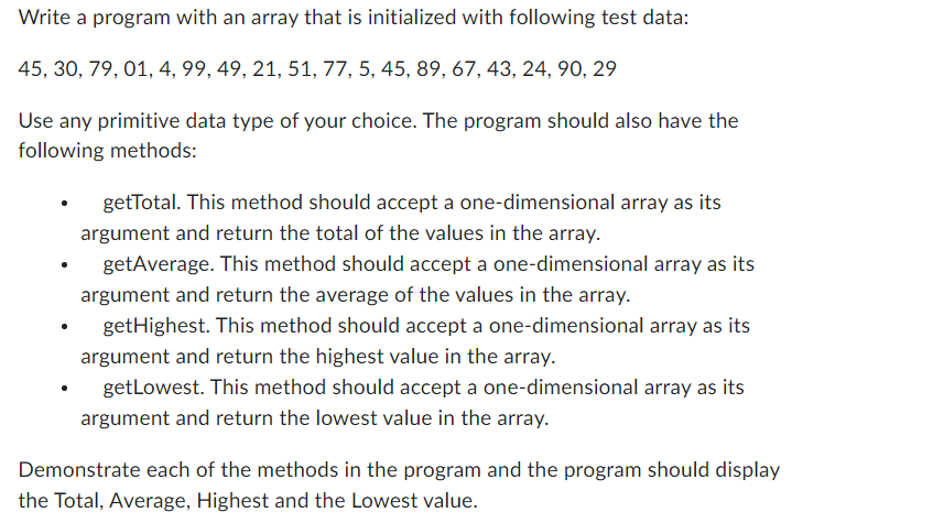 Solved Write a program with an array that is initialized | Chegg.com