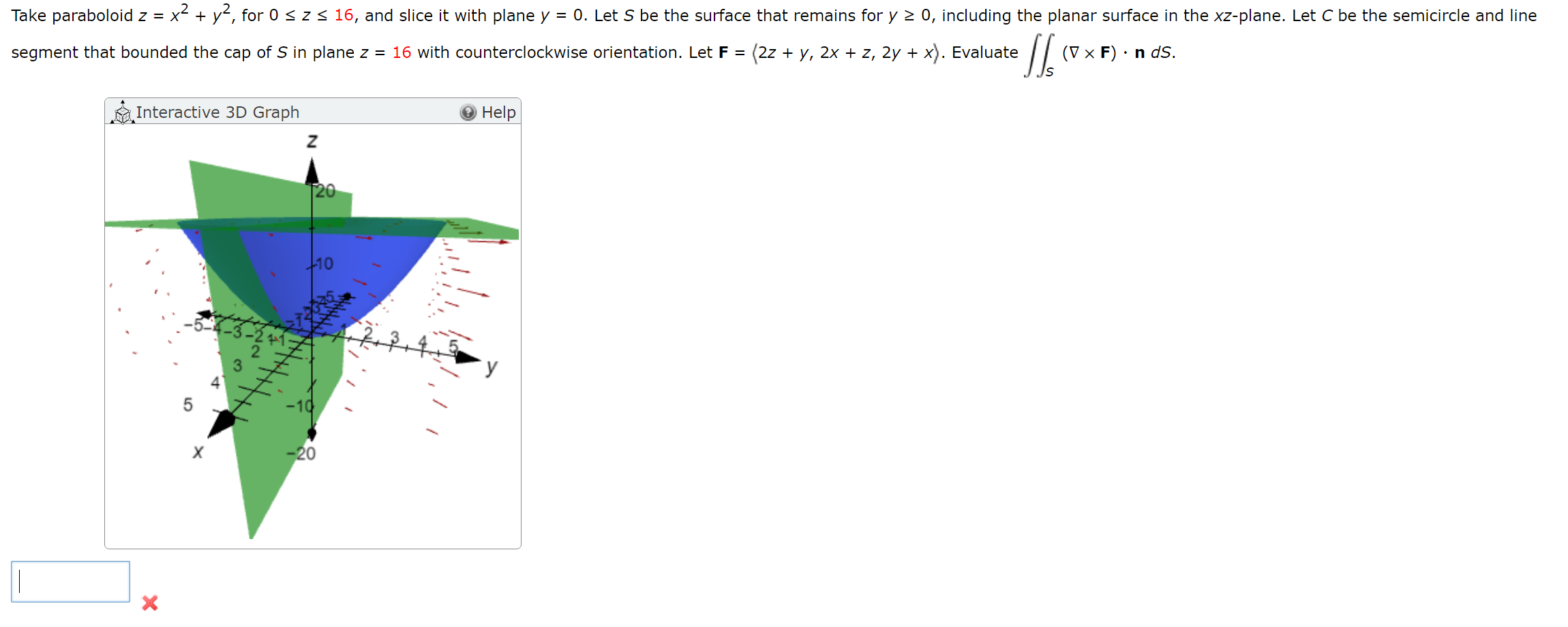 Solved segment that bounded the cap of S in plane z=16 with | Chegg.com