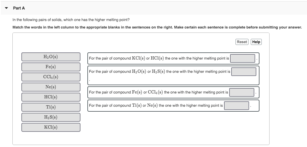 Solved Part A In the following pairs of solids, which one | Chegg.com