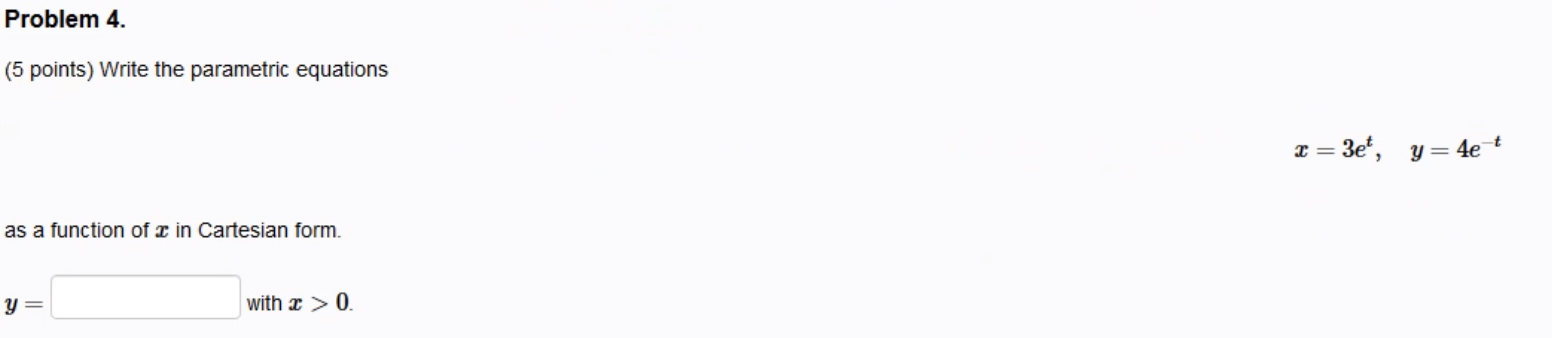 Solved Problem 4. (5 points) Write the parametric equations | Chegg.com