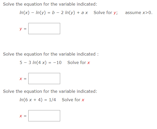 Solved Solve the equation for the variable | Chegg.com