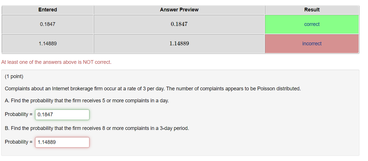 Solved At least one of the answers above is NOT correct. (1 | Chegg.com