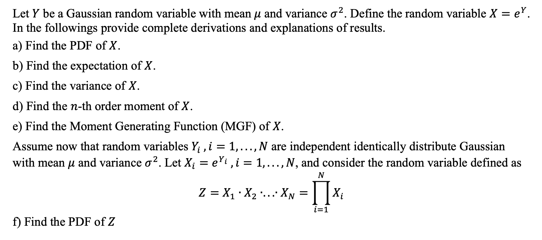 Solved Let Y Be A Gaussian Random Variable With Mean U And 