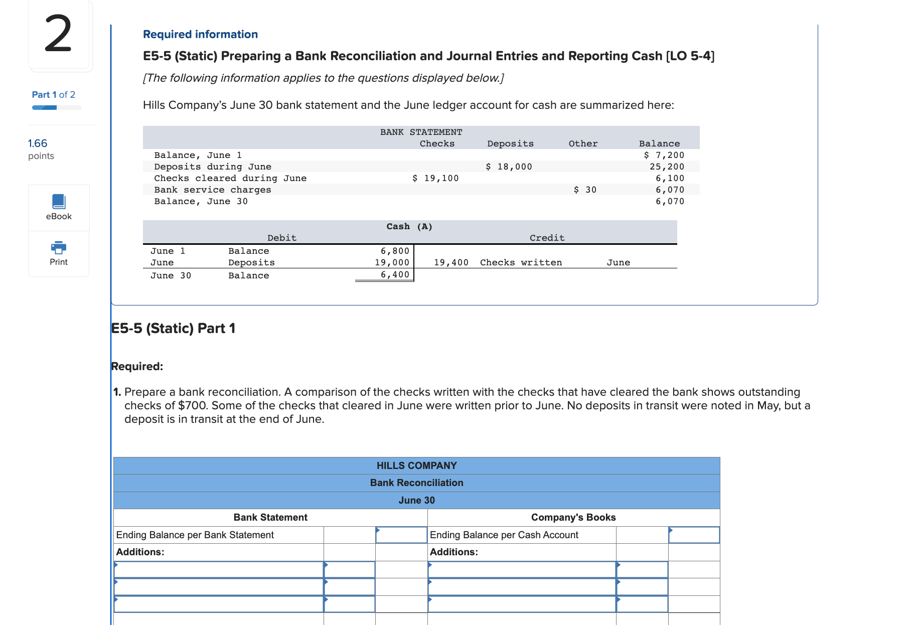 Solved Required information E5-5 (Static) Preparing a Bank | Chegg.com