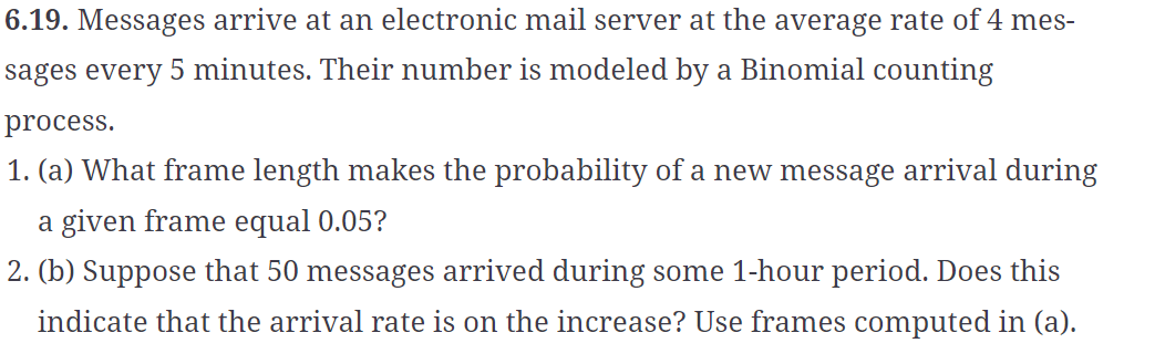 Solved 6.19. Messages arrive at an electronic mail server at | Chegg.com