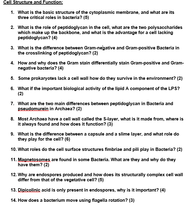 Solved Cell Structure and Function: 1. What is the basic | Chegg.com