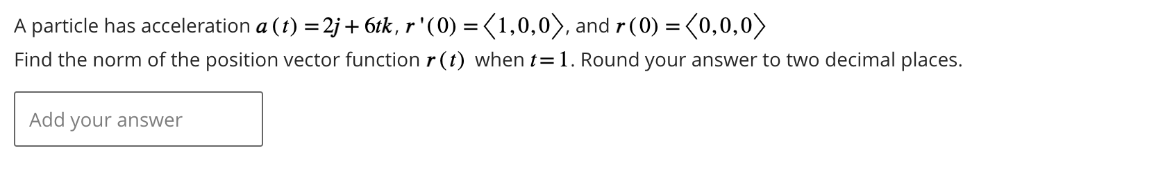 Solved A particle has acceleration | Chegg.com