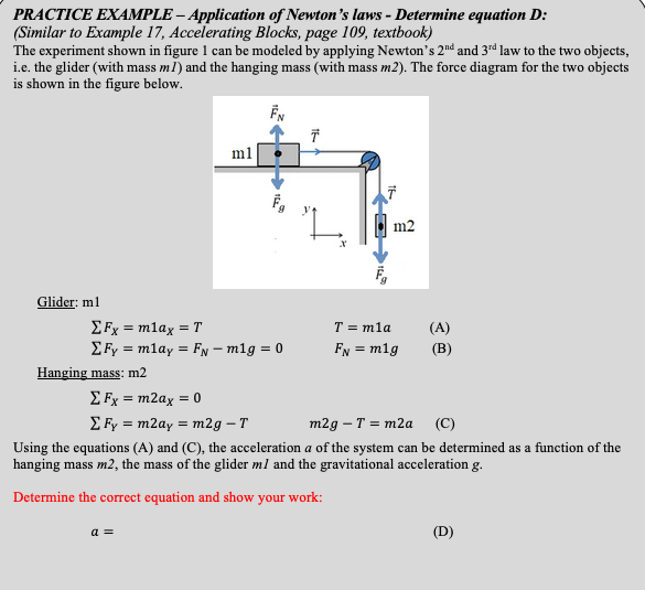 Solved PRACTICE EXAMPLE – Application of Newton's laws - | Chegg.com