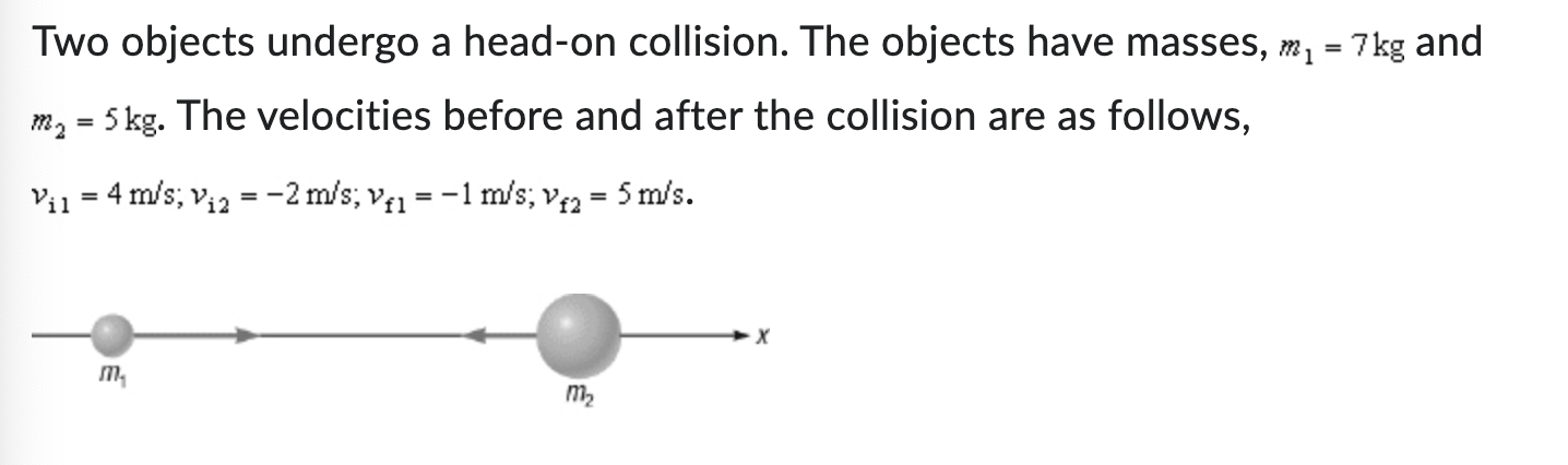Solved Two objects undergo a head-on collision. The objects | Chegg.com