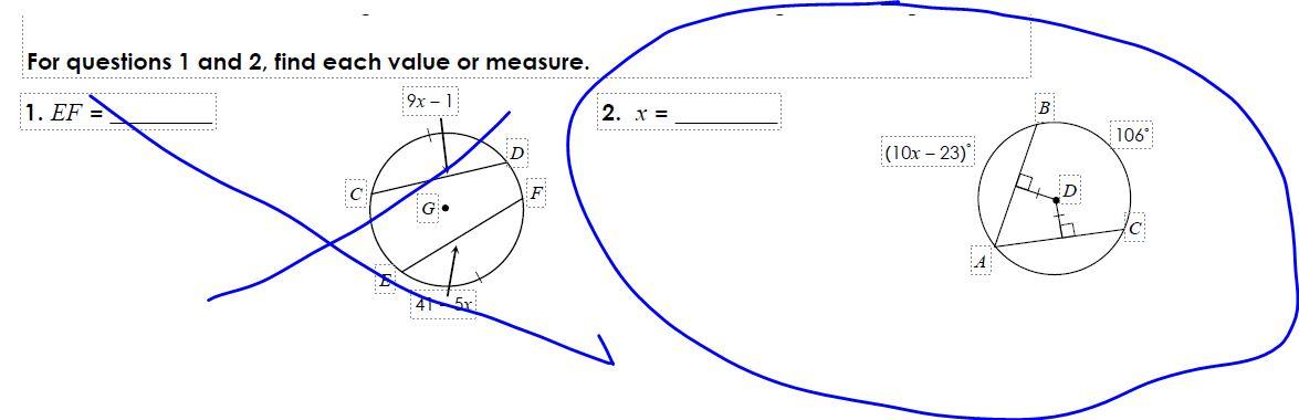 Solved For questions 1 and 2, find each value or measure. 9x | Chegg.com