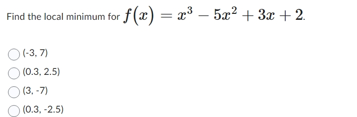 Solved Find the local minimum for | Chegg.com | Chegg.com
