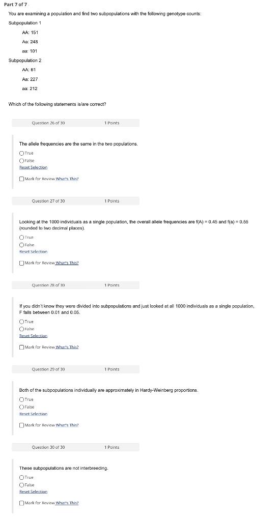 Solved Part 7 of 7 You are examining a population and find | Chegg.com