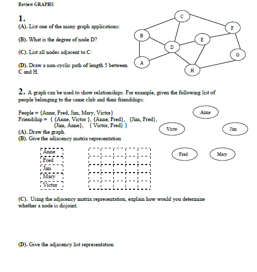 Solved Review GRAPHS 1. (A). List one of the many graph | Chegg.com