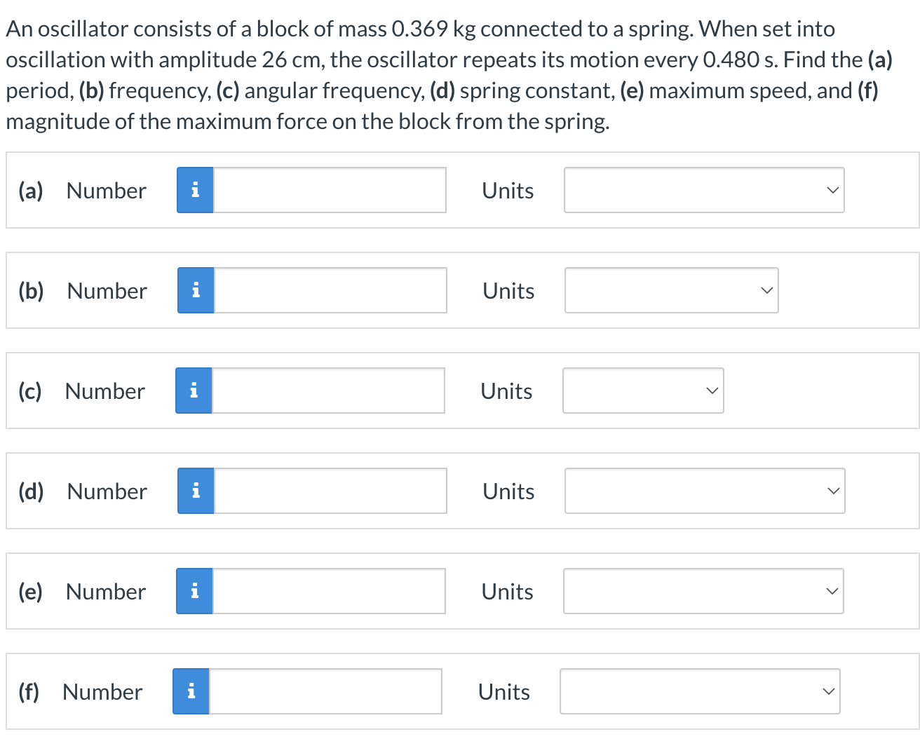 Solved An oscillator consists of a block of mass 0.369 kg | Chegg.com