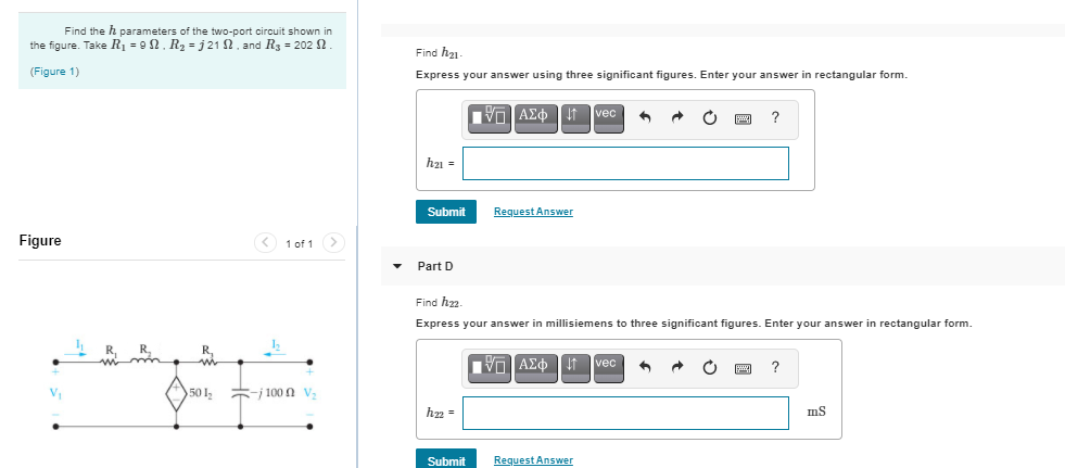 Solved Find the h parameters of the two-port circuit shown | Chegg.com