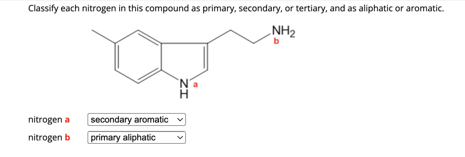 Solved Classify each nitrogen in this compound as primary, | Chegg.com