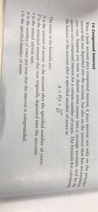 Solved 14. Compound Interest When a bank account pays | Chegg.com