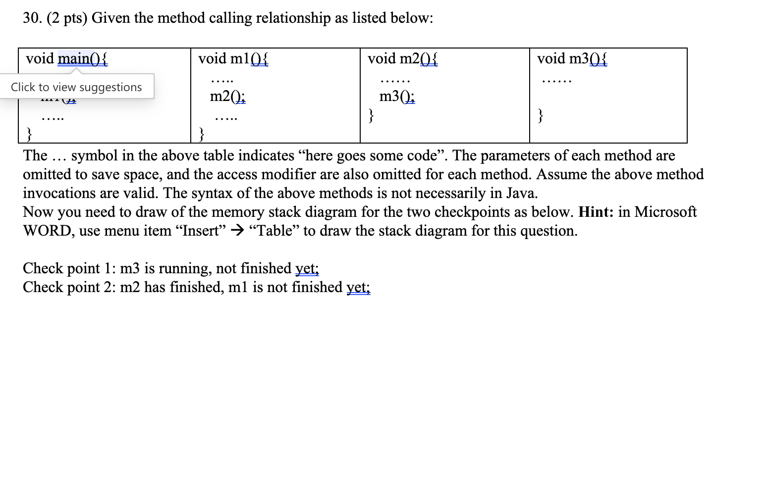 Solved Check point 1: after main is executing, before main | Chegg.com