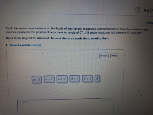Solved Part A Rank the vector combinations on the basis of | Chegg.com
