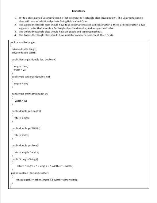 Solved Inheritance 1 Write A Class Named Colored Rectangle 6704