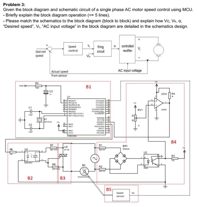 Solved Problem 3: Given the block diagram and schematic | Chegg.com