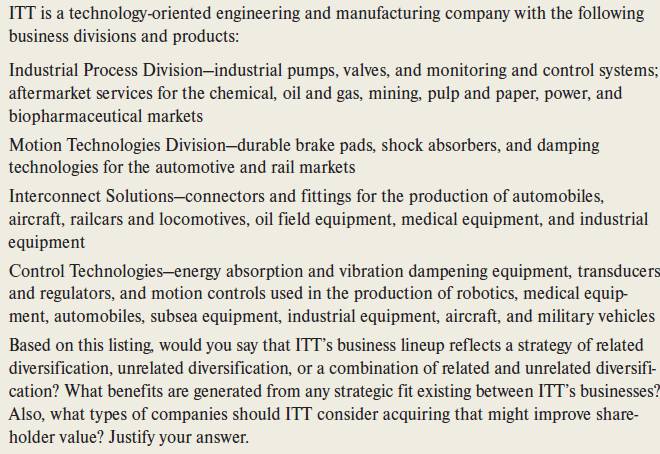 Solved ITT is a technology-oriented engineering and | Chegg.com