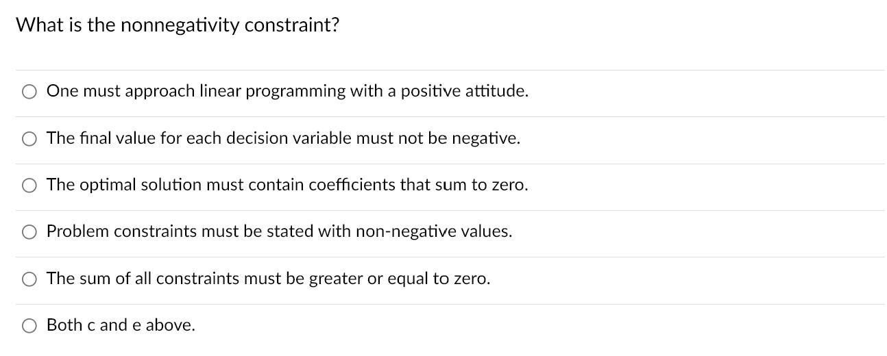 Solved What is the nonnegativity constraint? One must | Chegg.com