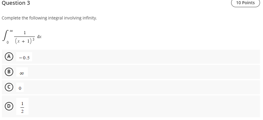 Solved Complete the following integral involving infinity. | Chegg.com