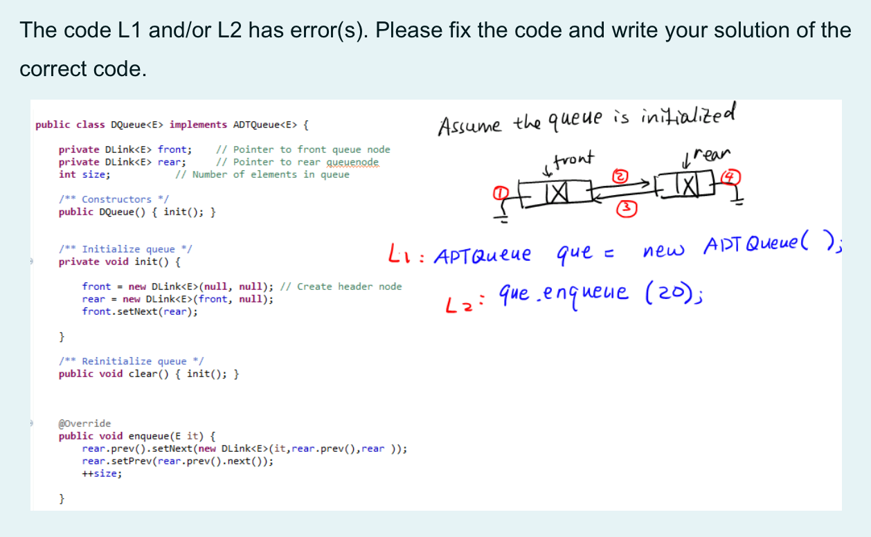 Solved The code L1 and/or L2 has error(s). Please fix the | Chegg.com